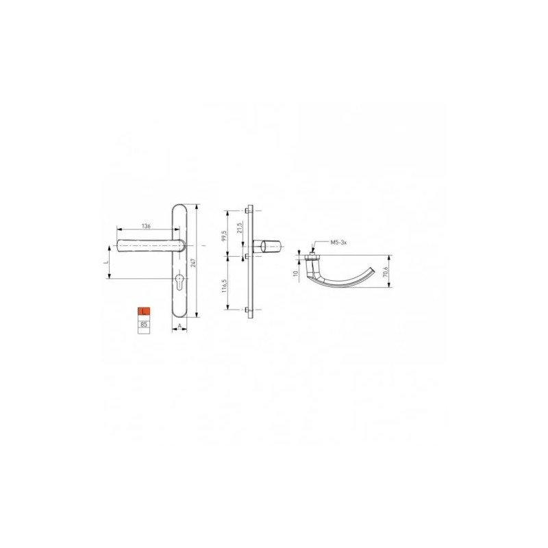 Maner usa de exterior 92 x 32 mm cu sild, cu arc, culoare Bronz ...